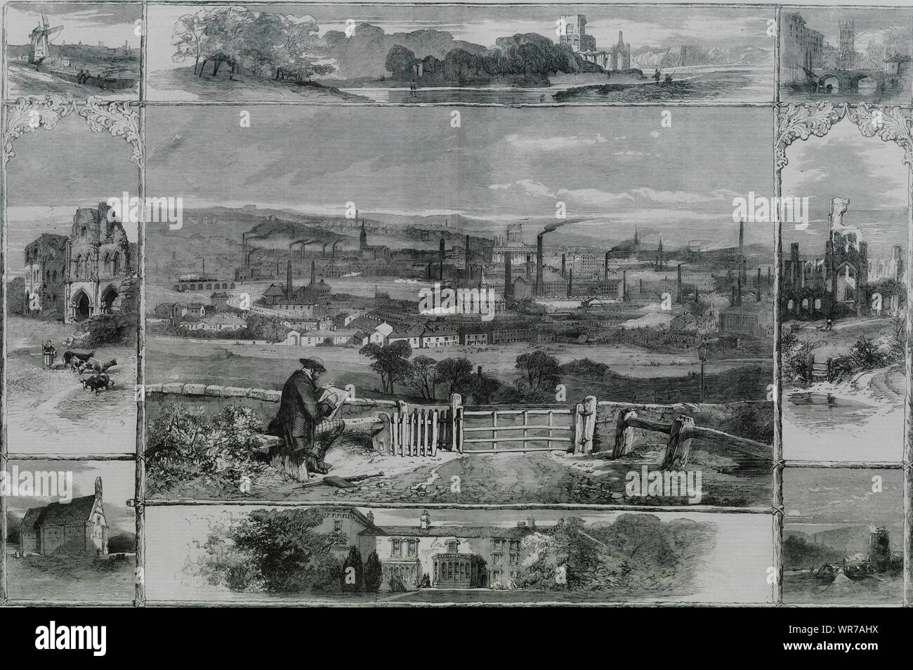 Kirkstall Abbey. Leeds, from Beeston Hall. Farnley Hall, Otley ...