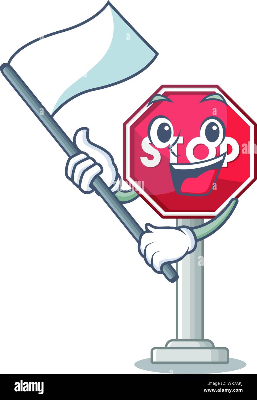 With flag sign stop isolated with the cartoon Stock Vector Image & Art ...