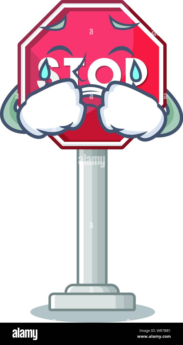 Crying sign stop with the mascot shape Stock Vector Image & Art - Alamy