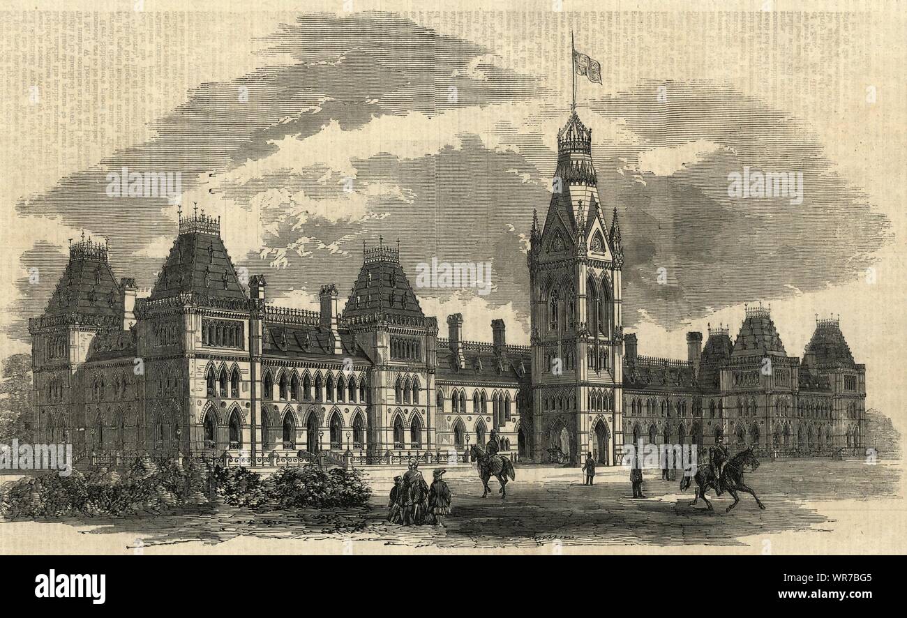 Proposed parliament buildings, Ottawa, Canada 1859 antique ILN full ...