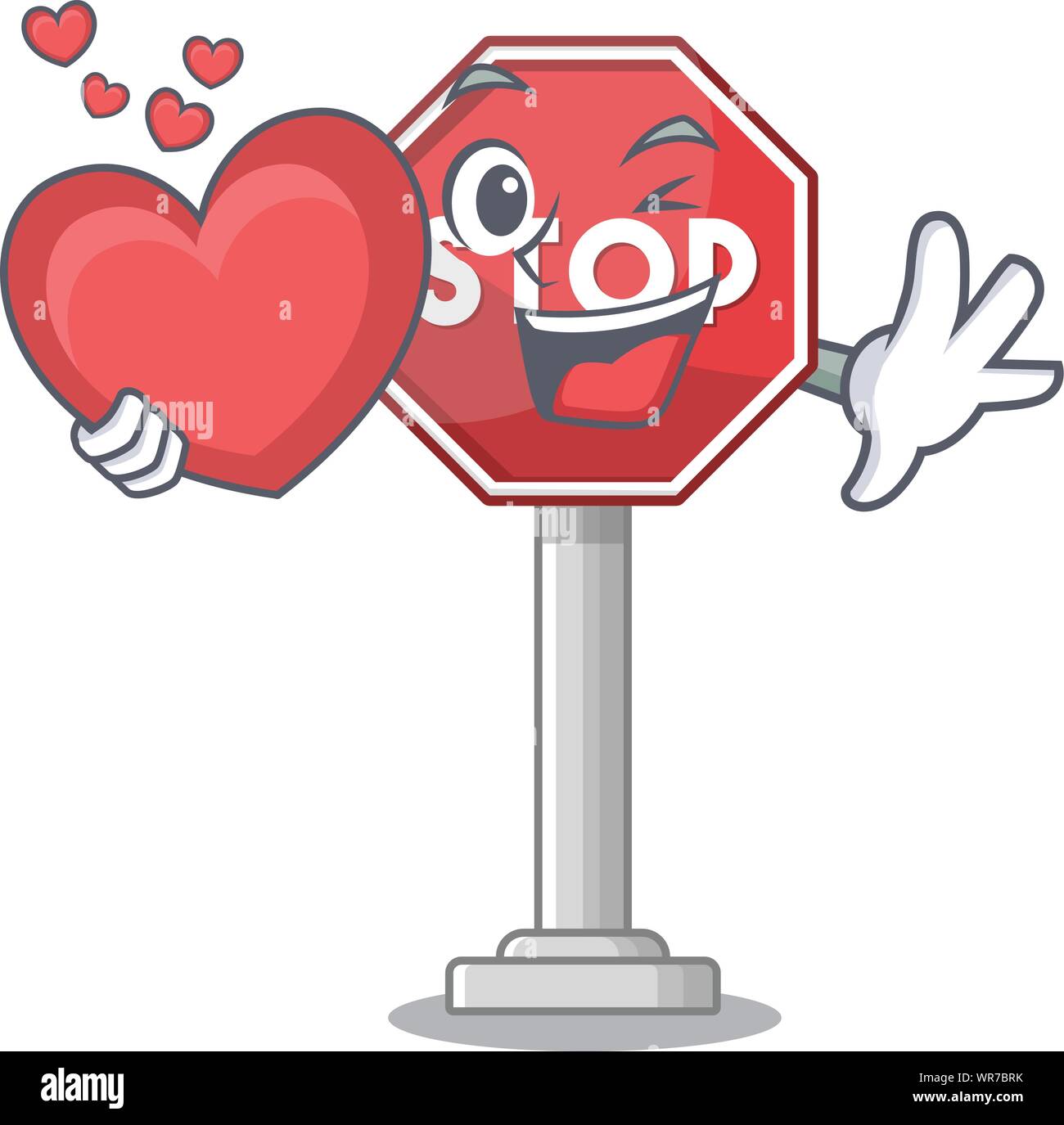 With heart sign stop with the mascot shape Stock Vector Image & Art - Alamy