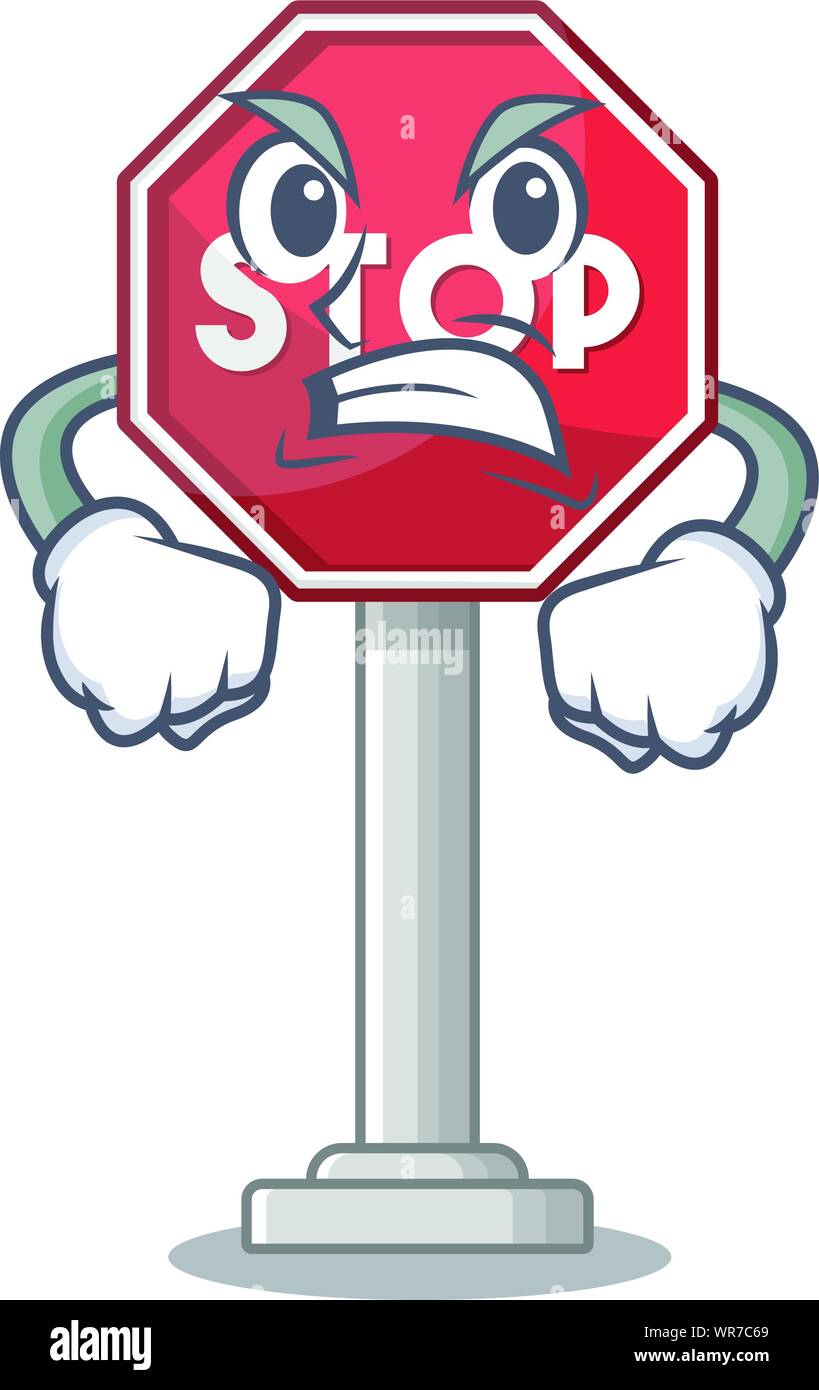 Angry sign stop with the mascot shape Stock Vector Image & Art - Alamy