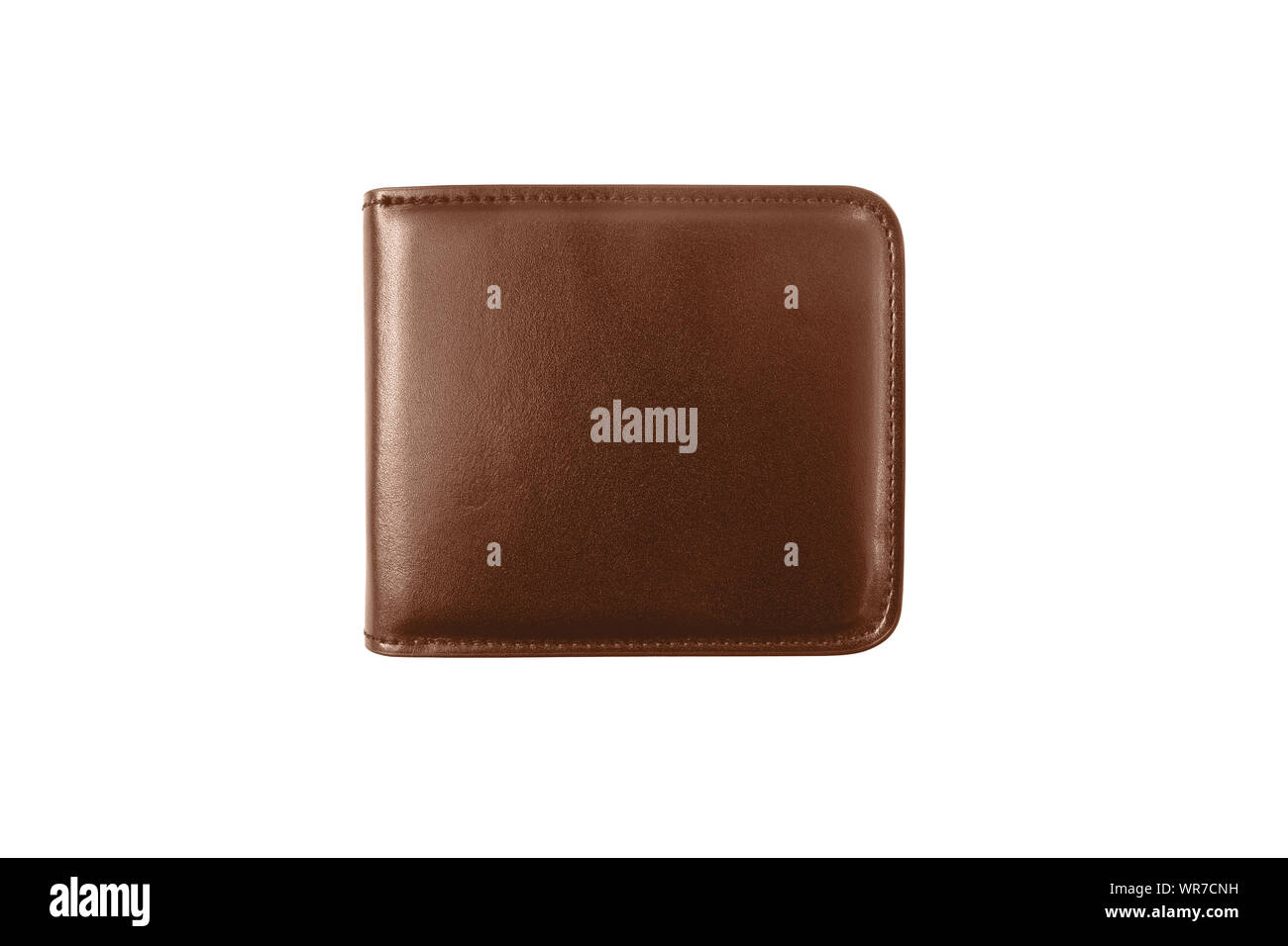 top view brown leather wallet isolated on white background with ...