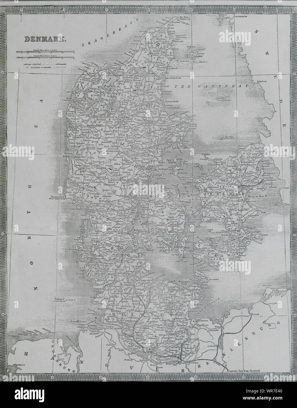 A map of Denmark. Existing & planned railways 1863 map antique ILN full ...
