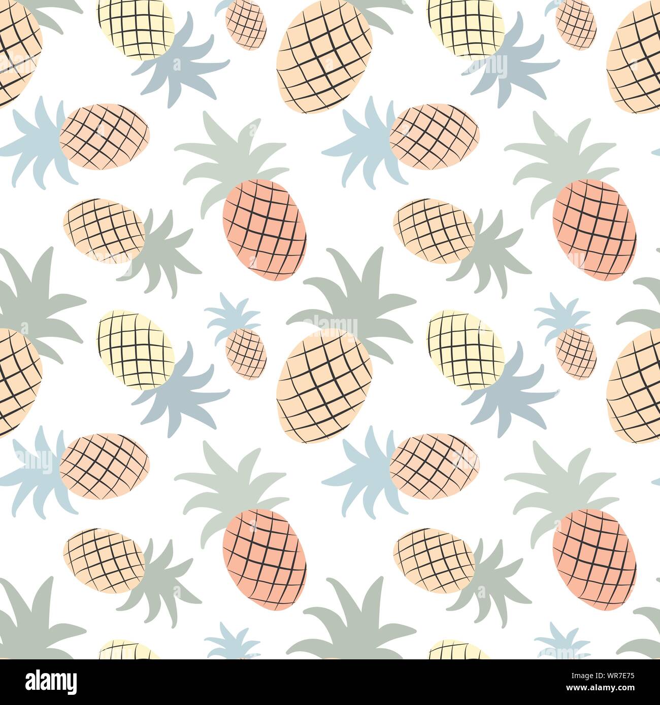 Seamless tropical pattern with a pineapple. Vector summer illustration ...