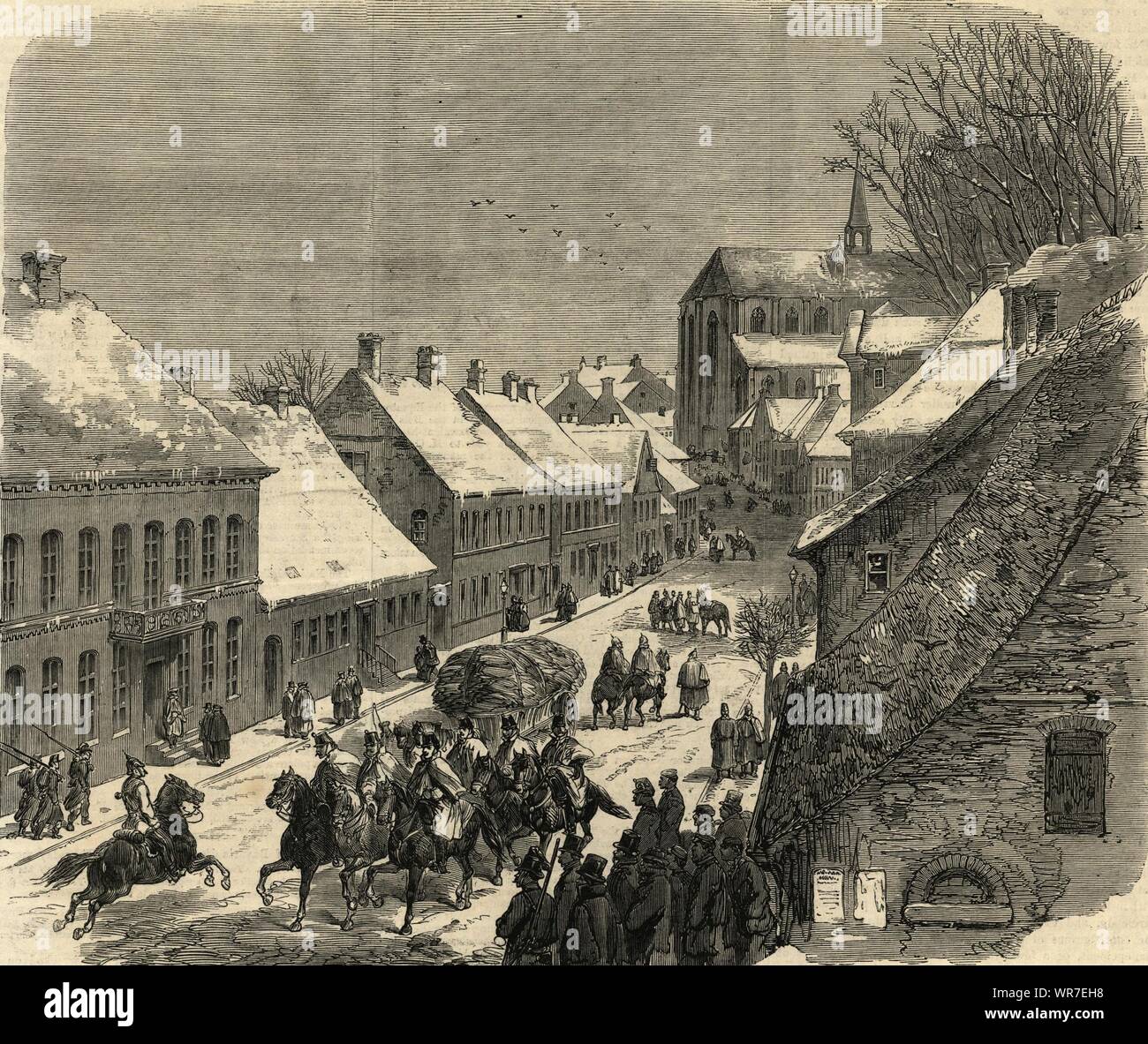 The war in Schleswig: High-Street, Hadersleben. Denmark 1864 antique ...