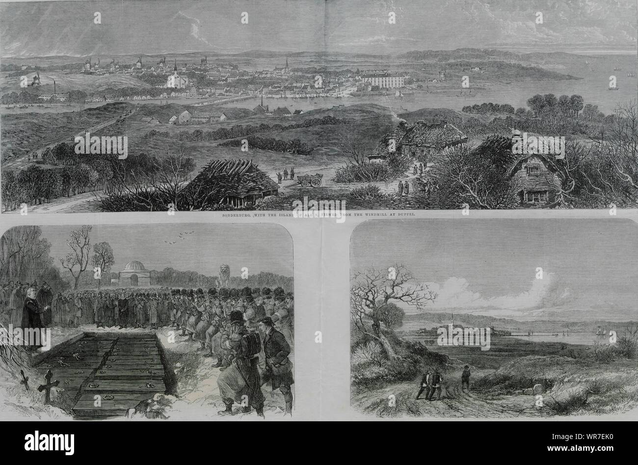 2nd Schleswig War: Sonderburg & Alsen island. Burying dead. Apenade ...