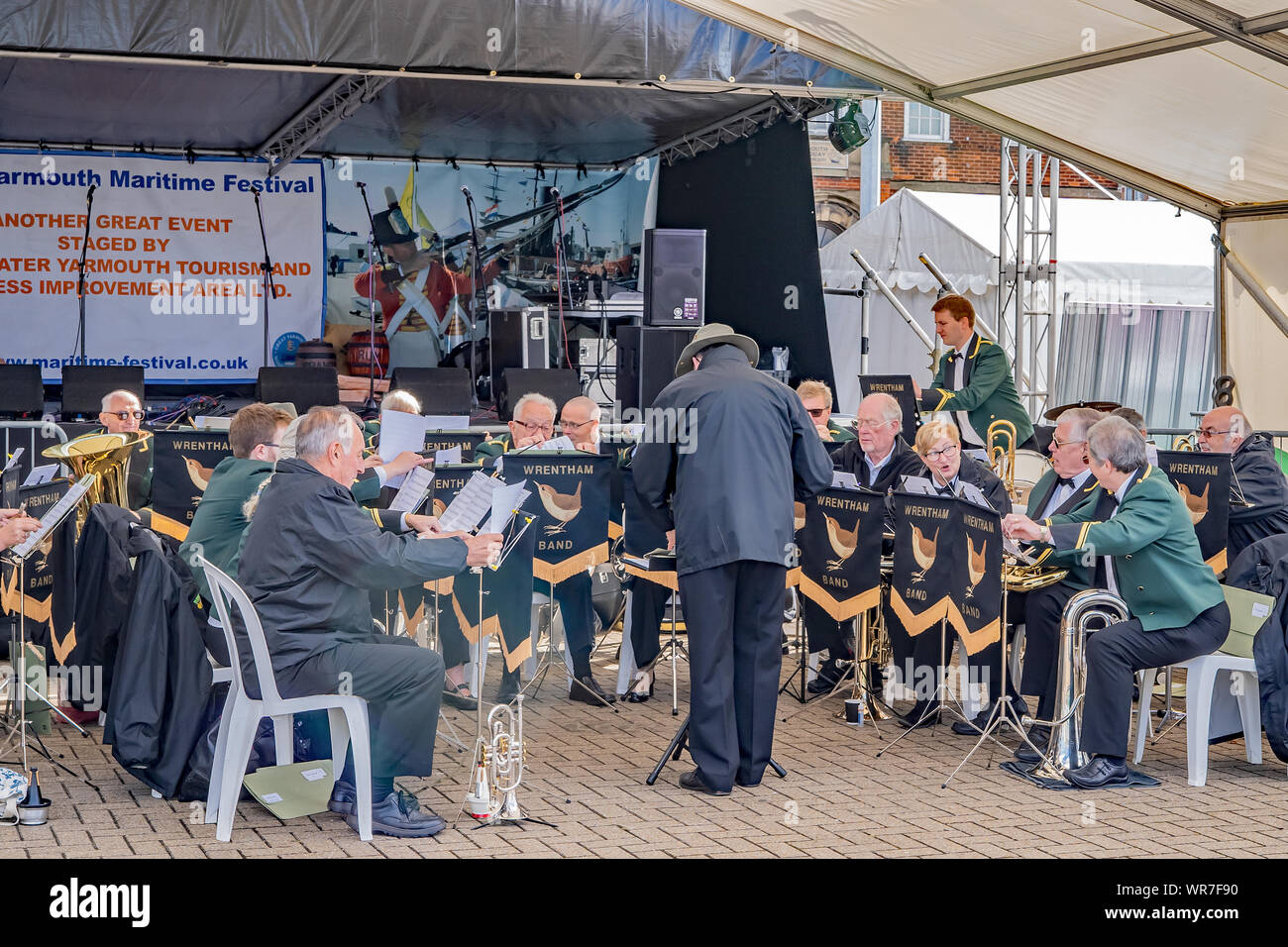 Great Yarmouth Norfolk Uk September 08 2019 The Wrentham Brass Band Playing Music To A