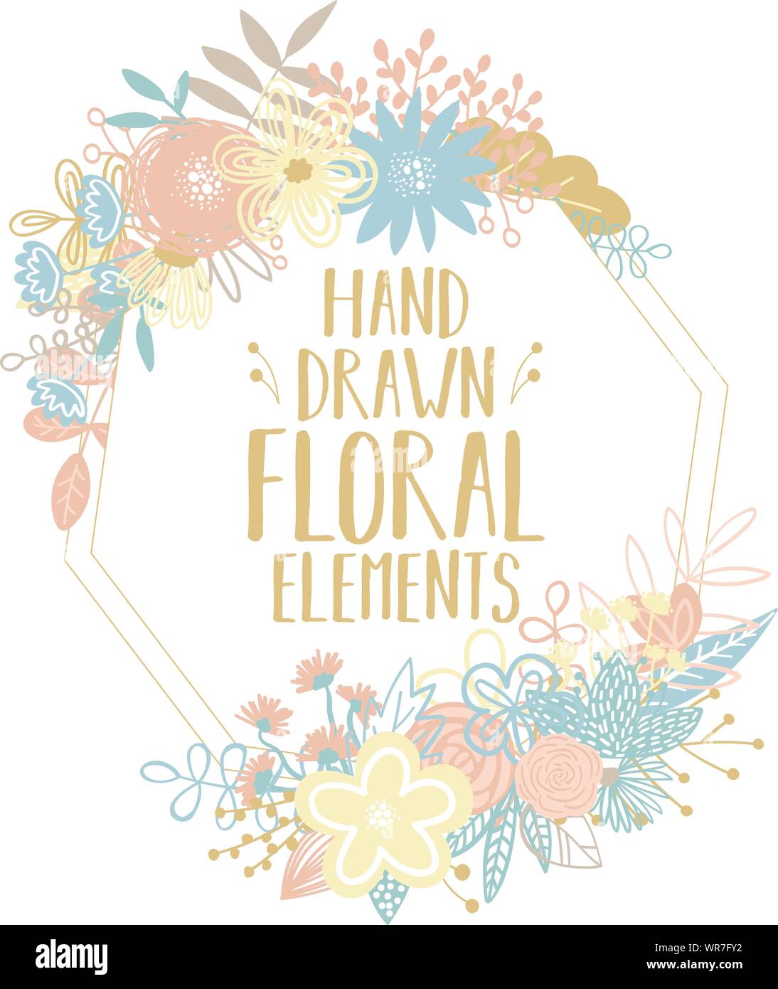 Vector illustration of a frame in the shape of an octagon, decorated ...