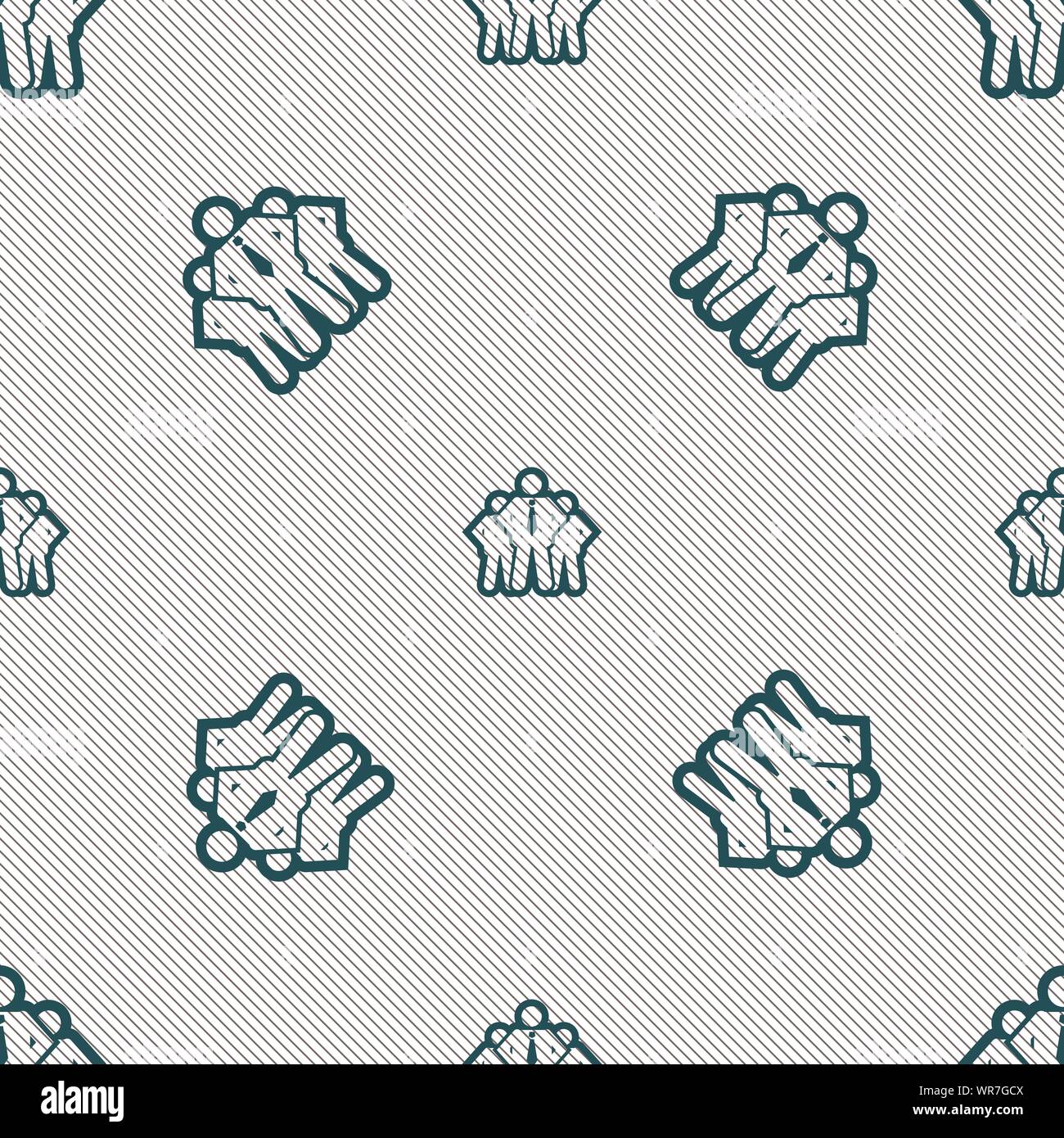 business team icon sign. Seamless pattern with geometric texture ...