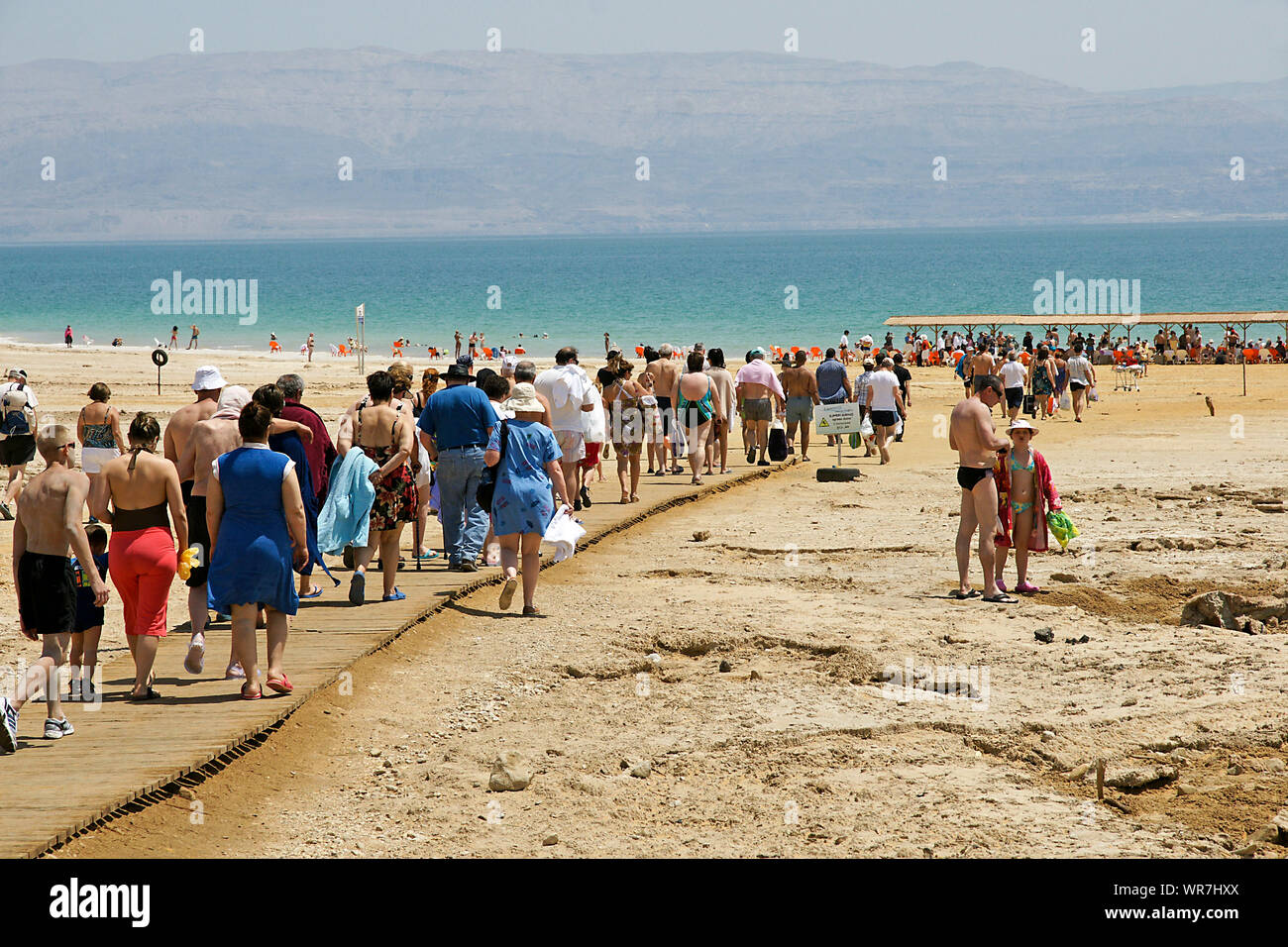 Tourist at the Ein Gedi Beach of the Dead Sea, Israel Stock Photo - Alamy