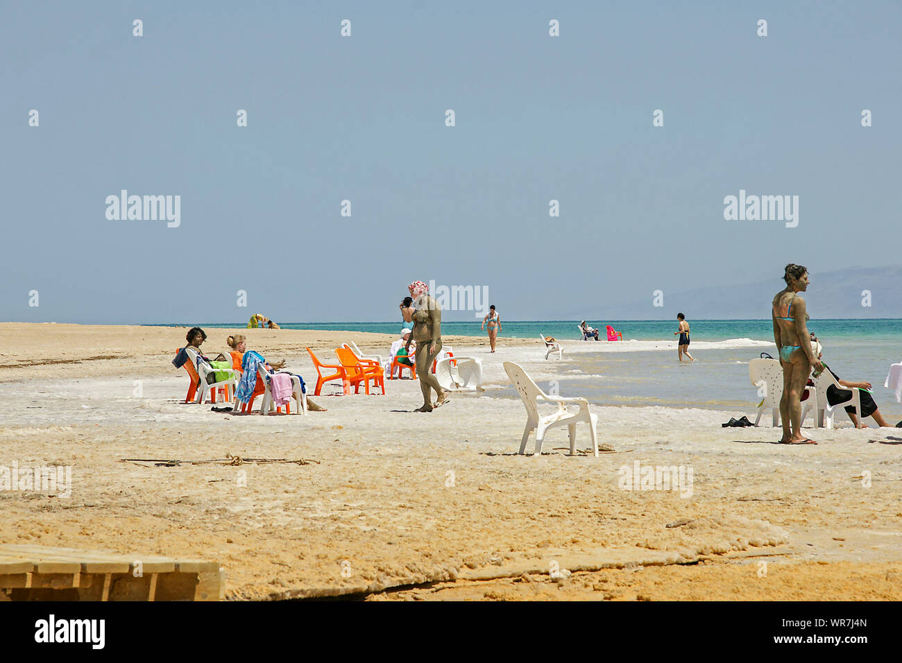 Tourist at the Ein Gedi Beach of the Dead Sea, Israel Stock Photo - Alamy