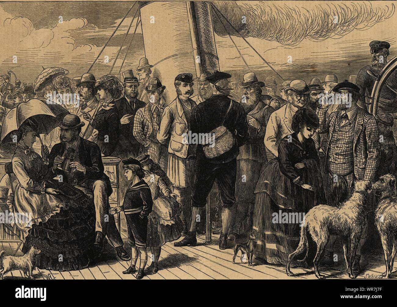 On a boat in the Highlands. Scotland. Society 1871 antique ILN full ...