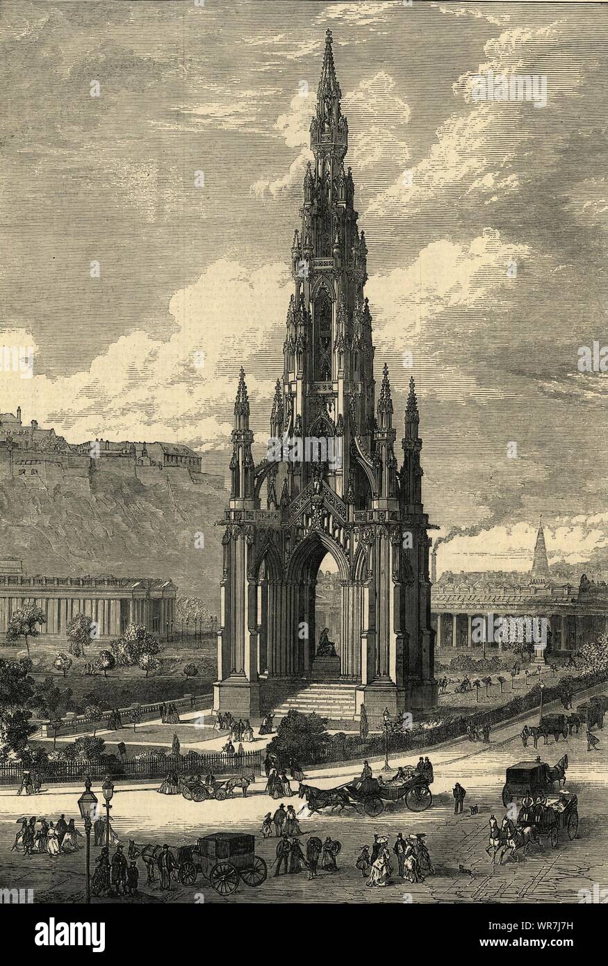 The Scott Monument, Edinburgh. Scotland 1871 antique ILN full page ...