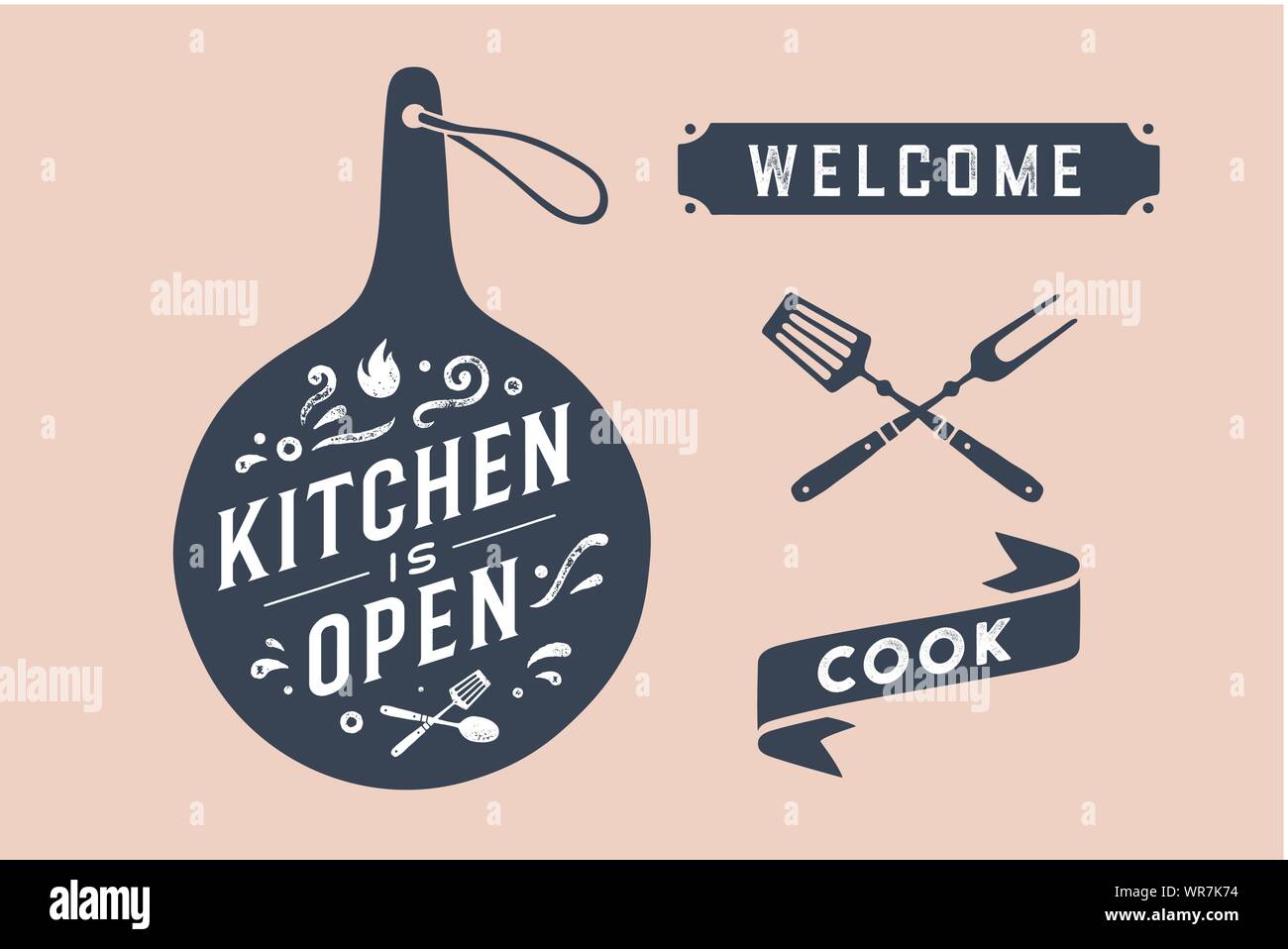 Kitchen Open. Wall decor, poster, sign, quote Stock Vector Image & Art ...