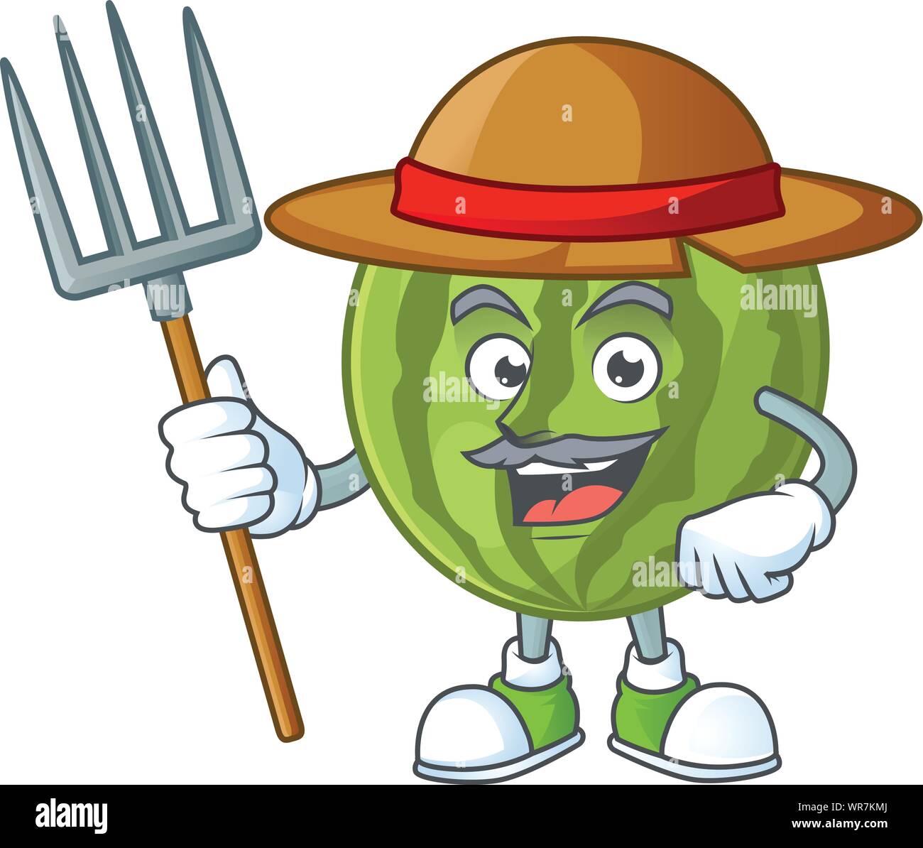 Farmer cartoon watermelon isolated on white background Stock Vector ...