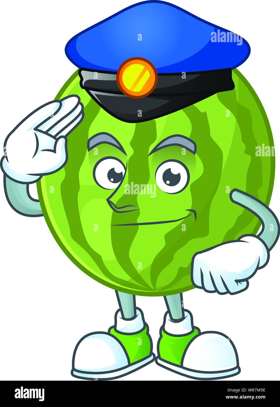 Police cartoon watermelon isolated on white background Stock Vector ...