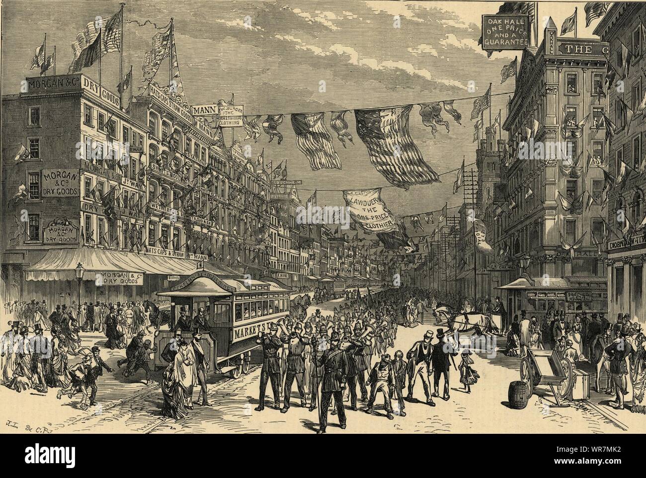 A Philadelphia street, American Centennial Exhibition opening day 1876 ...