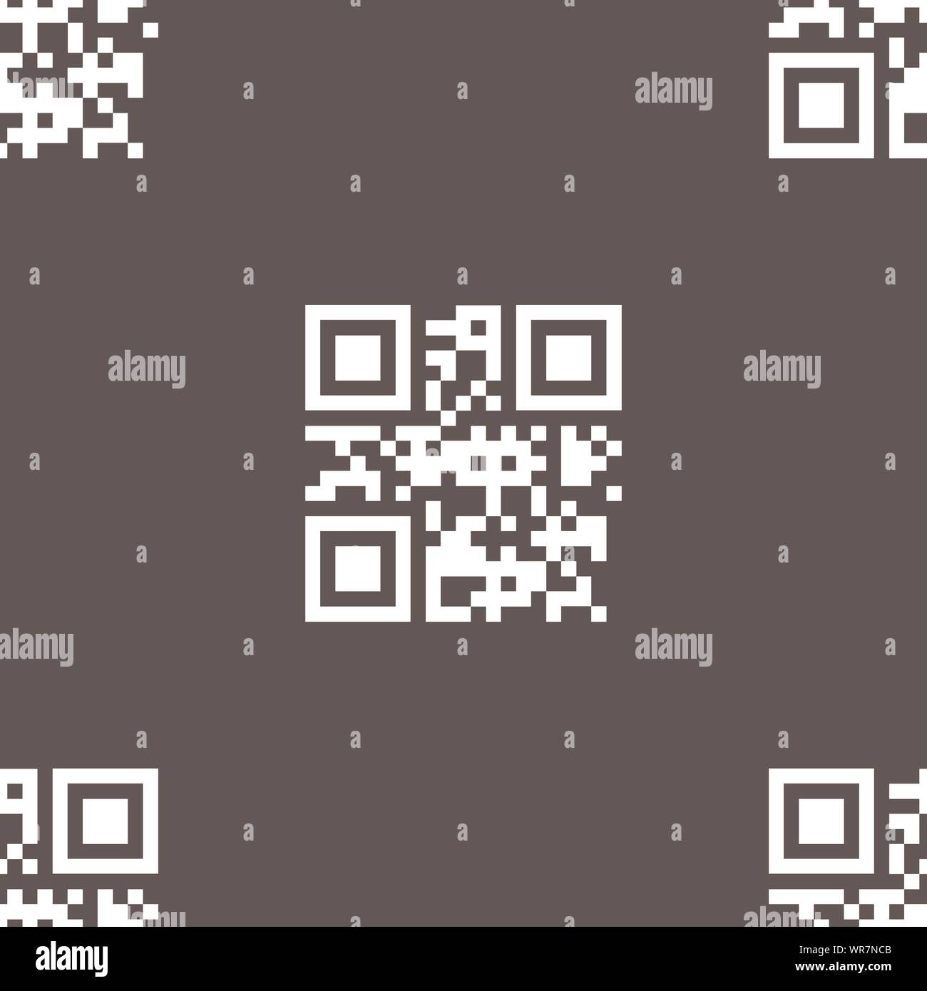 Qr code icon sign. Seamless pattern on a gray background. Vector Stock ...