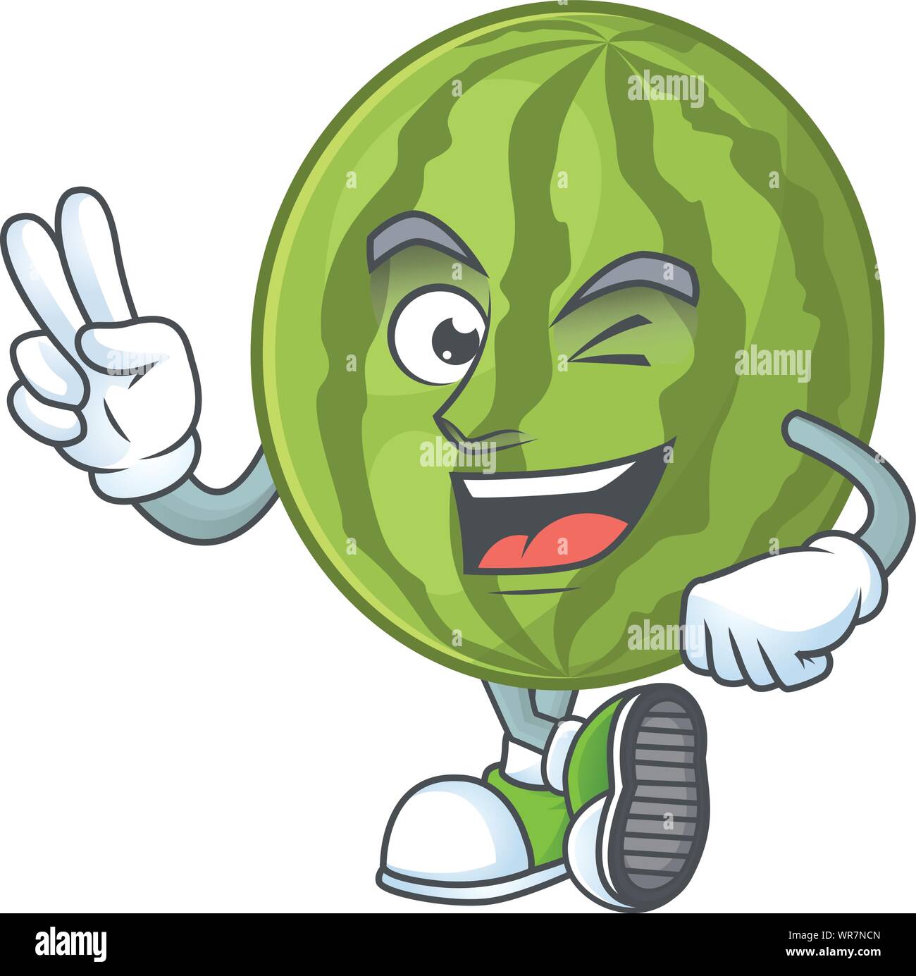 Two finger watermelon cartoon mascot with fruit freshness Stock Vector ...
