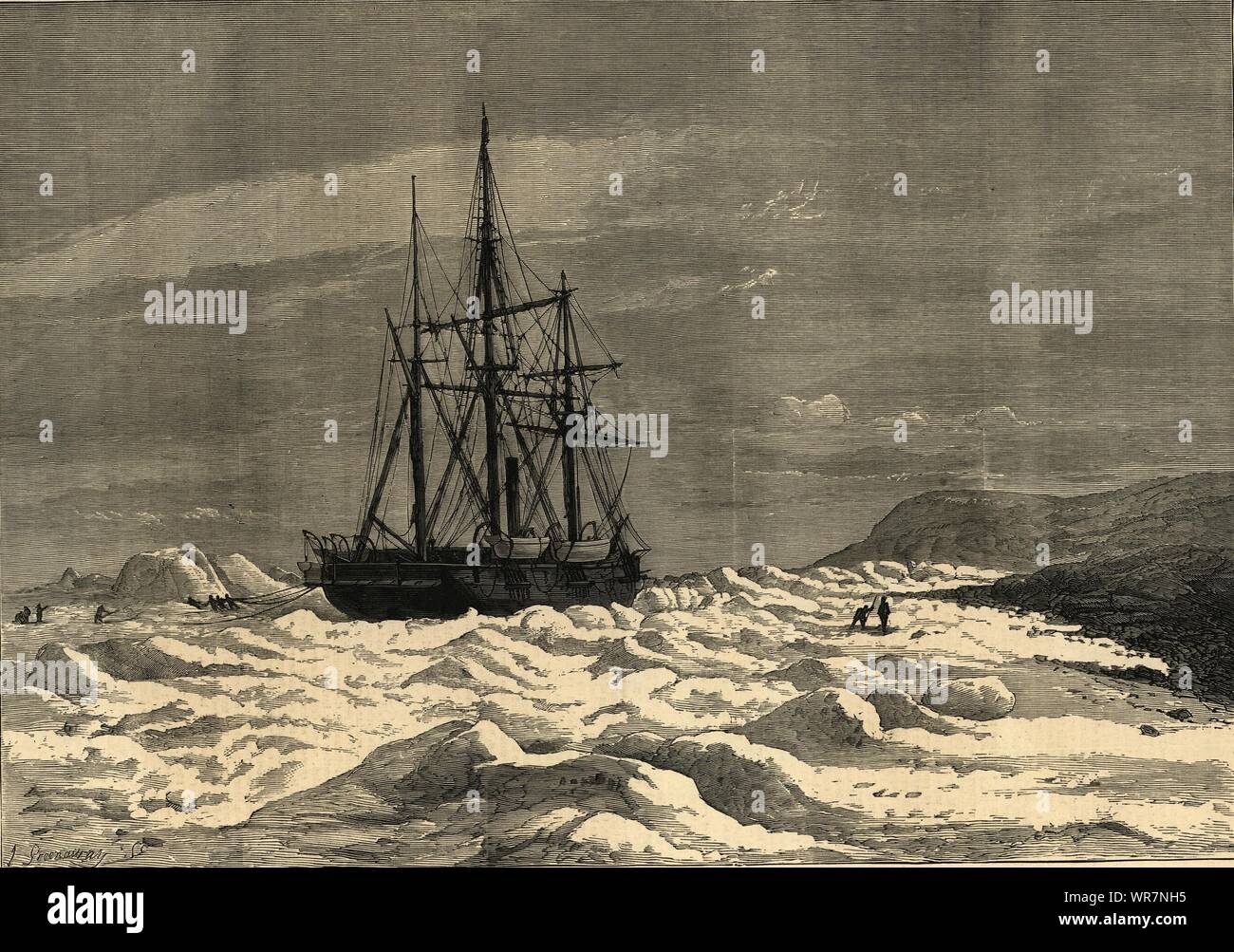 The North Pole expedition: the Alert trapped by ice, Cape Beechey ...