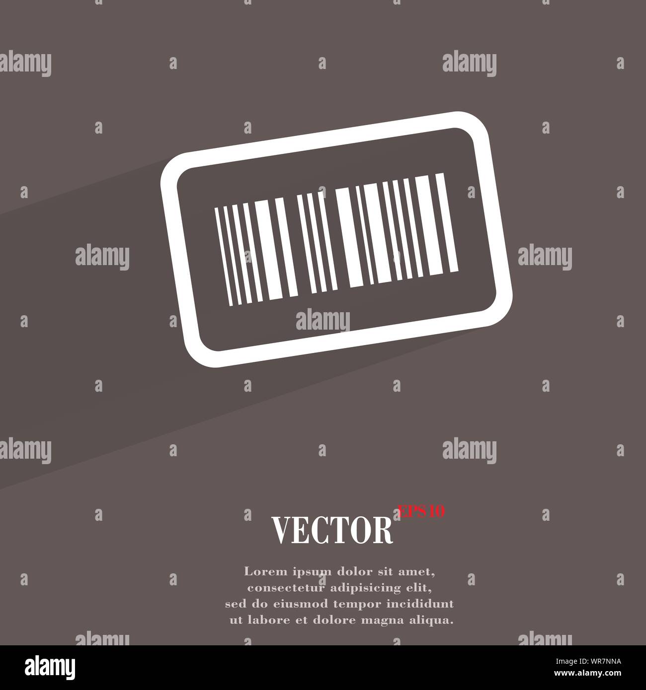 Barcode icon symbol Flat modern web design with long shadow and space ...