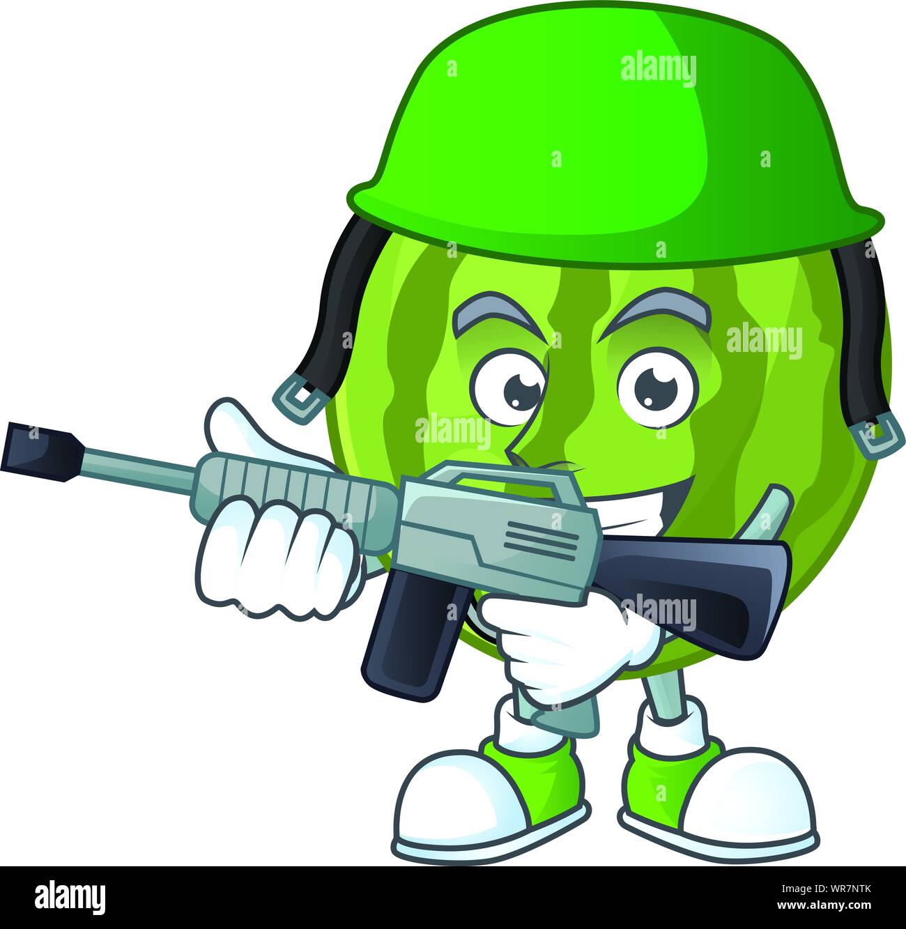 Army cartoon watermelon isolated on white background Stock Vector Image ...