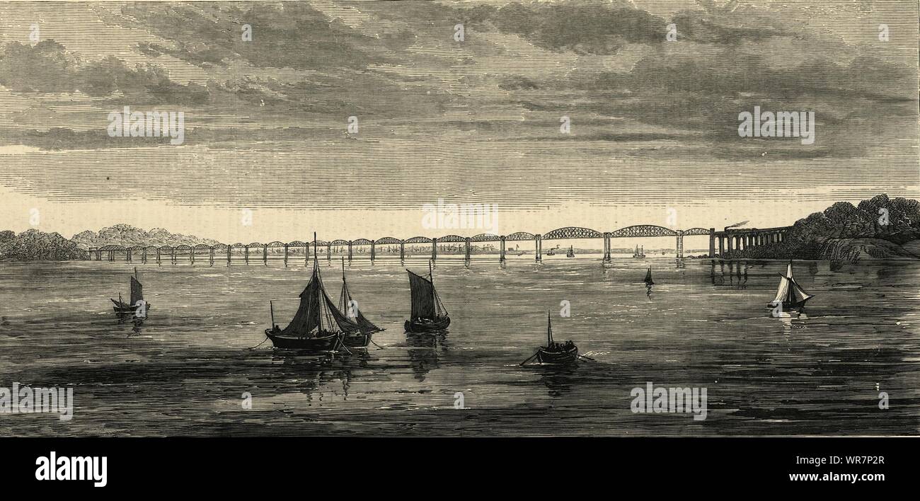 The new railway bridge over the Severn, at Lydney, Gloucestershire 1879 ...