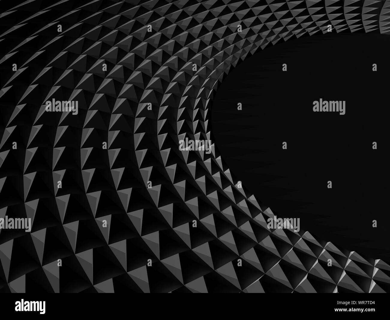 Abstract Black Geometric Background With Round Parametric Triangular Structure Digital Graphic