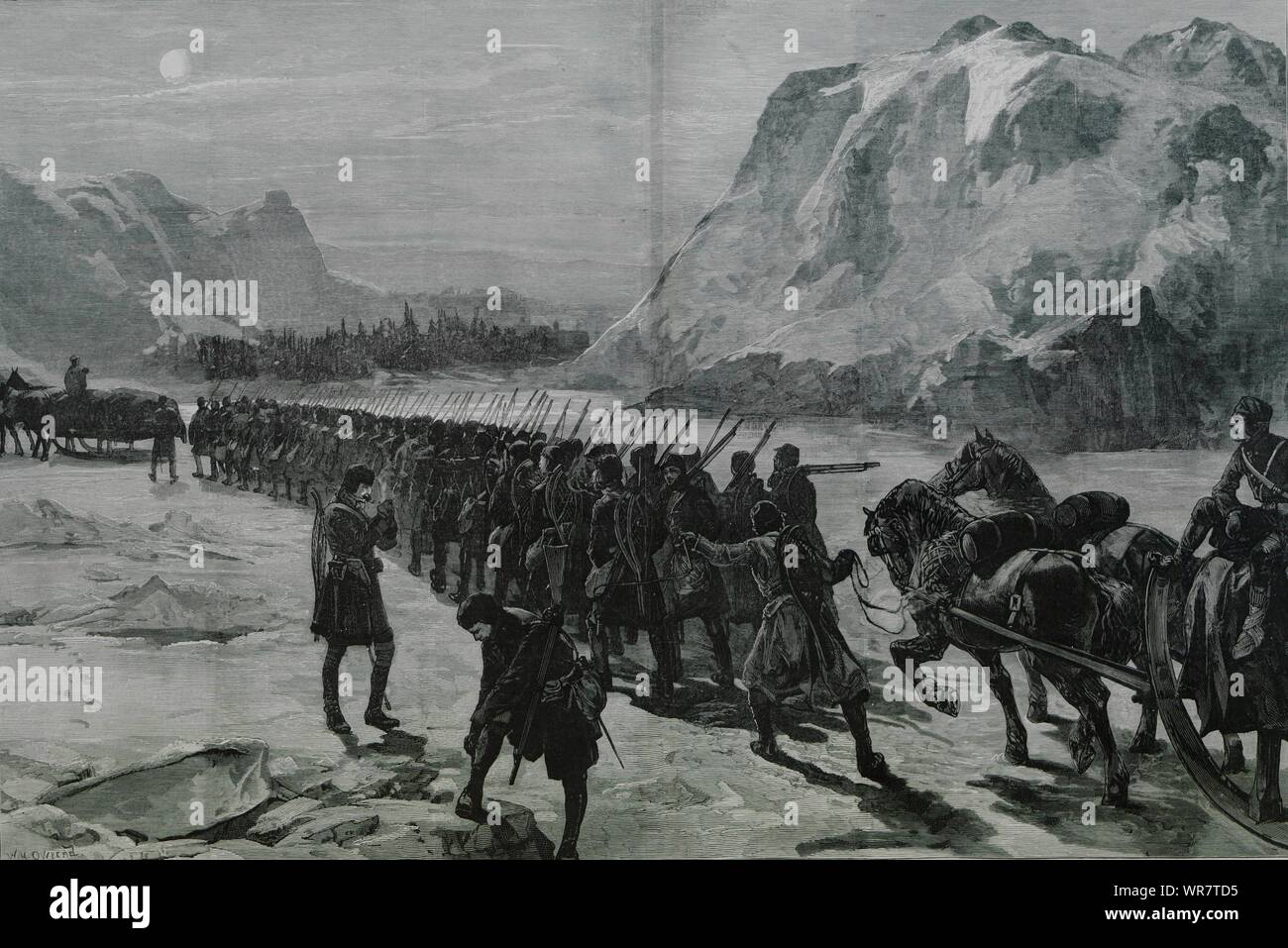 North-West Rebellion, Canada: Troops marching Nepigon bay ice Lake ...