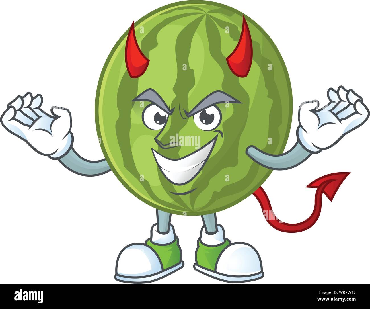 Devil watermelon fruit fresh cartoon with mascot Stock Vector Image ...