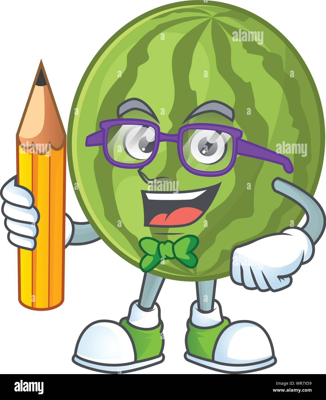 Student watermelon cartoon mascot with fruit freshness Stock Vector ...