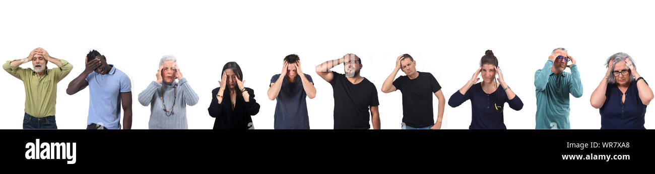 Young caucasian woman sick headache Cut Out Stock Images & Pictures - Alamy