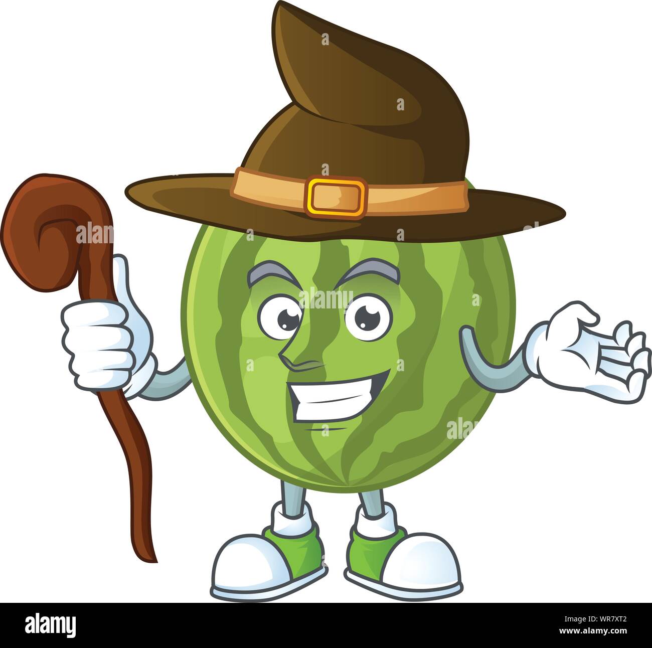 Witch watermelon fruit fresh cartoon with mascot Stock Vector Image ...