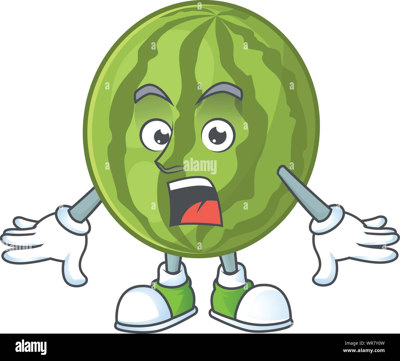 Surprised watermelon fruit fresh cartoon with mascot Stock Vector Image ...