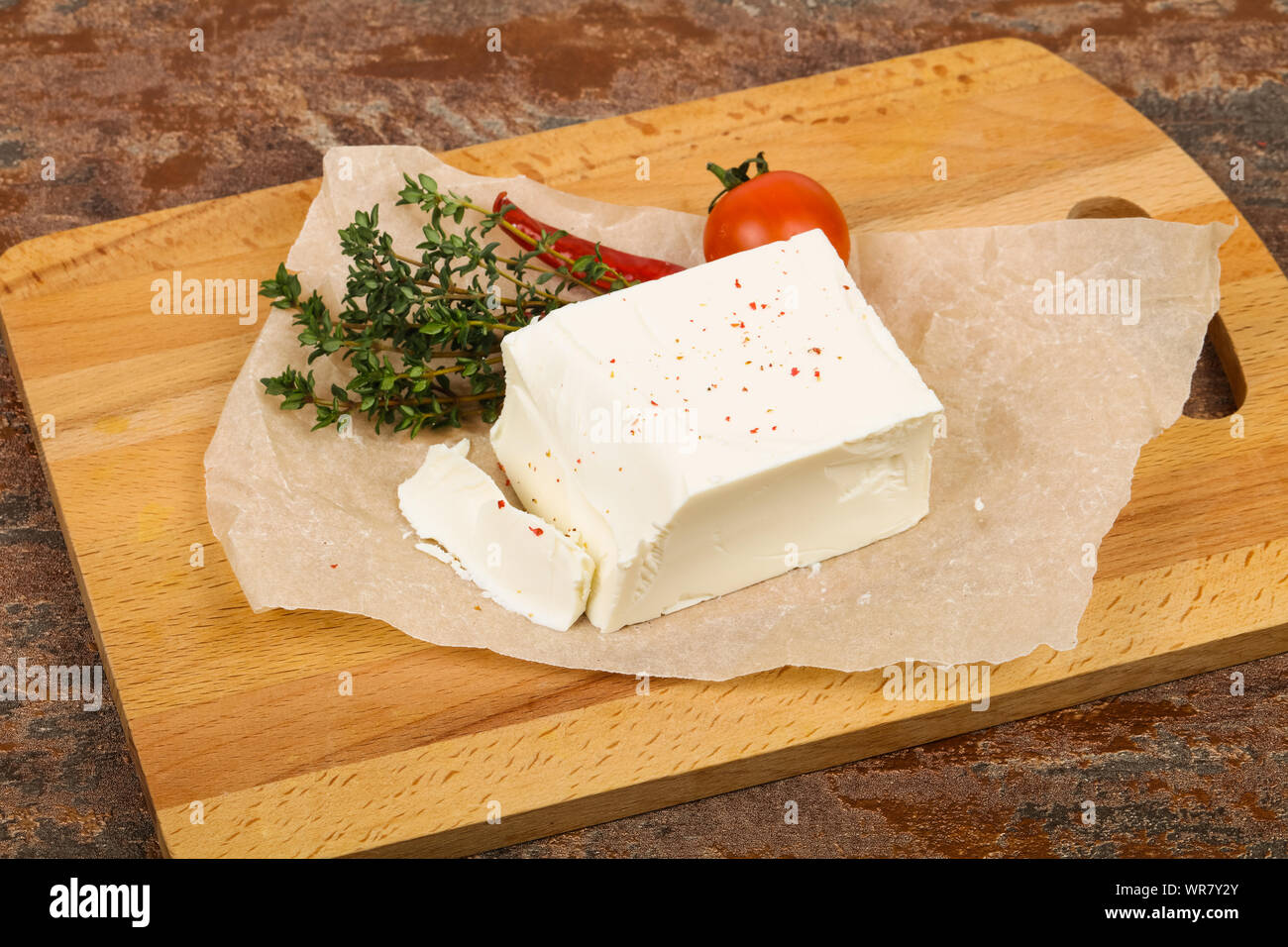 Traditional Feta Cheese served thyme Stock Photo - Alamy