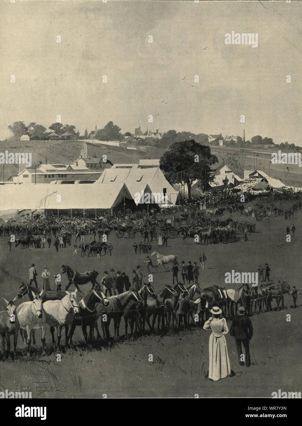 Scene at Barnet Fair. London. Markets 1895 antique ILN full page print ...