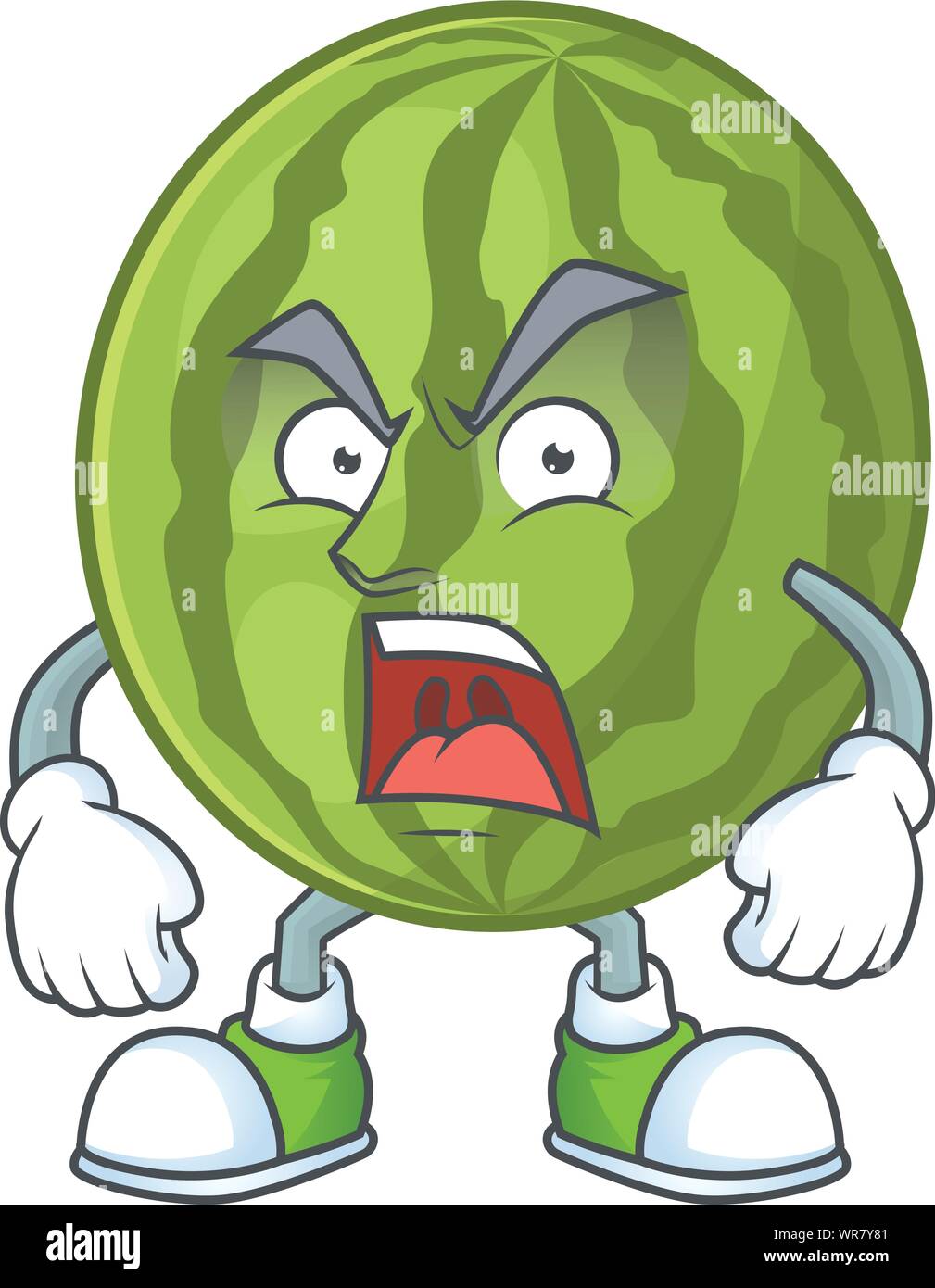 Angry watermelon fruit fresh cartoon with mascot Stock Vector Image ...
