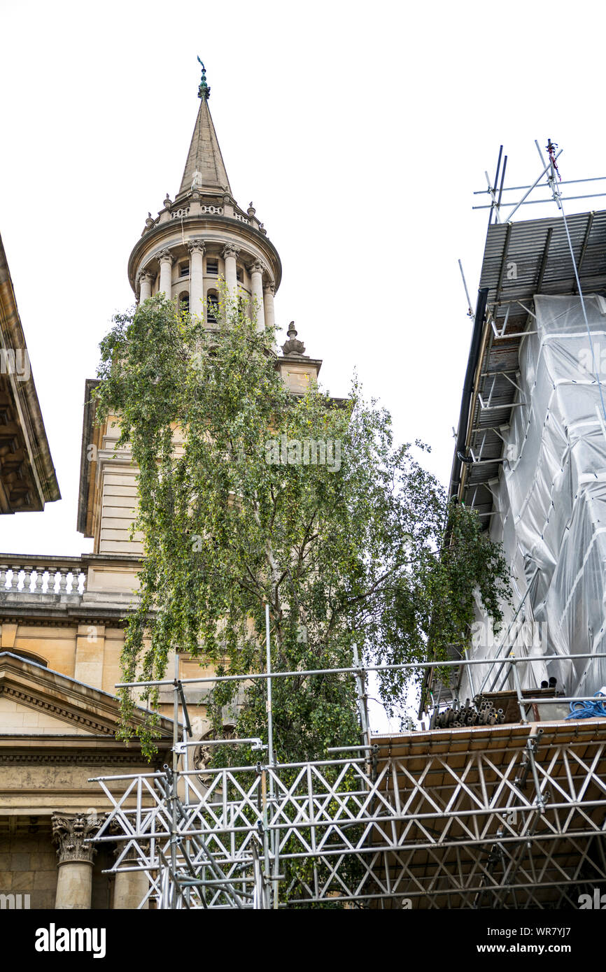 Building site. Security fence and scafolding. City center regeneration ...