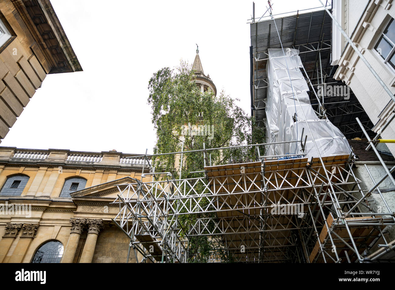 Building site. Security fence and scafolding. City center regeneration ...