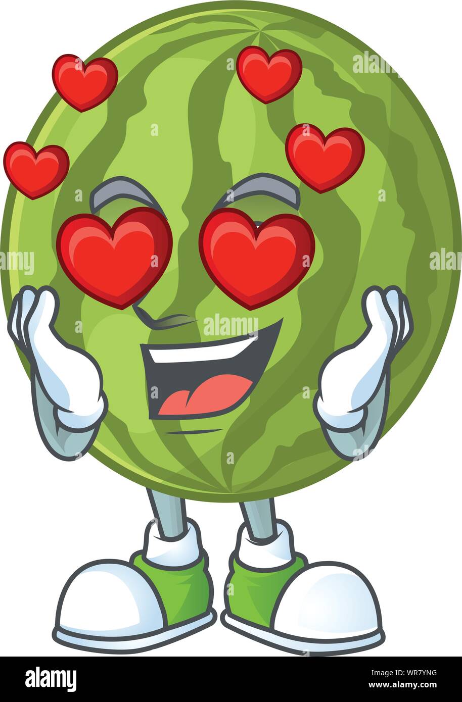 In love watermelon fruit fresh cartoon with mascot Stock Vector Image ...
