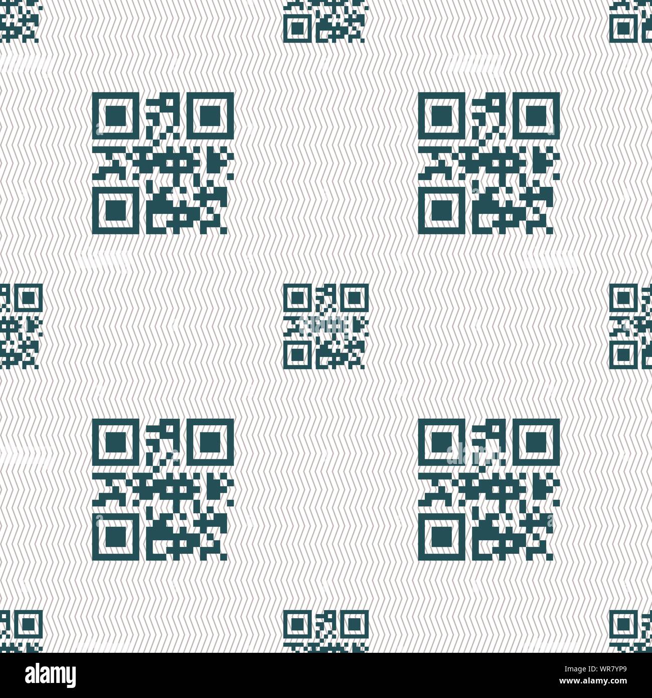 Qr code icon sign. Seamless pattern with geometric texture. Vector ...