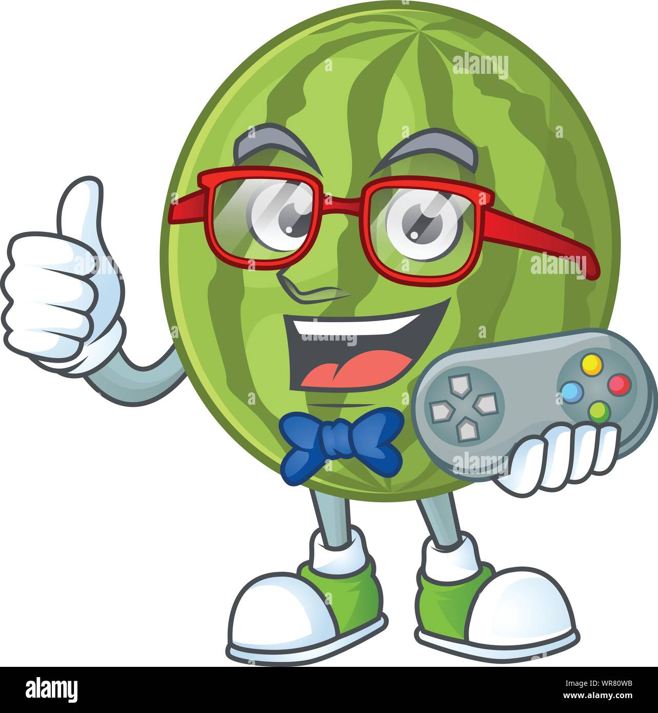 Gamer watermelon fruit fresh cartoon with mascot Stock Vector Image ...