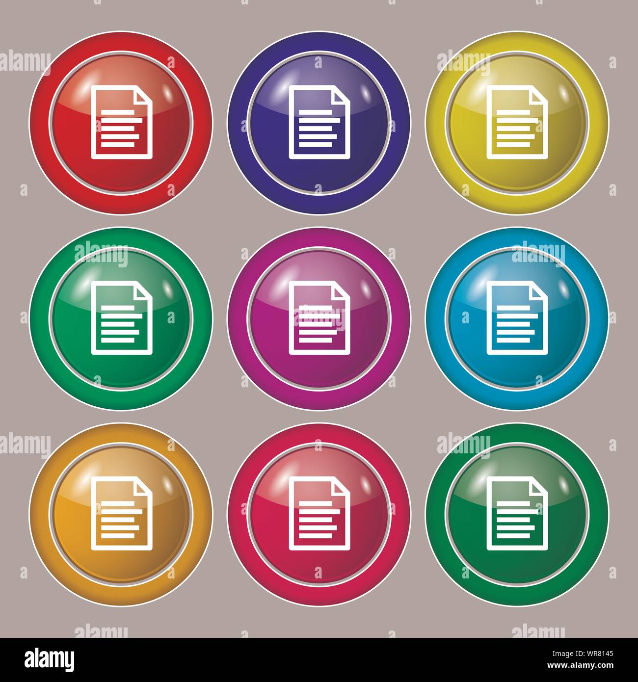 Text File Icon Sign Symbol On Nine Round Colourful Buttons Vector Stock Vector Image And Art Alamy