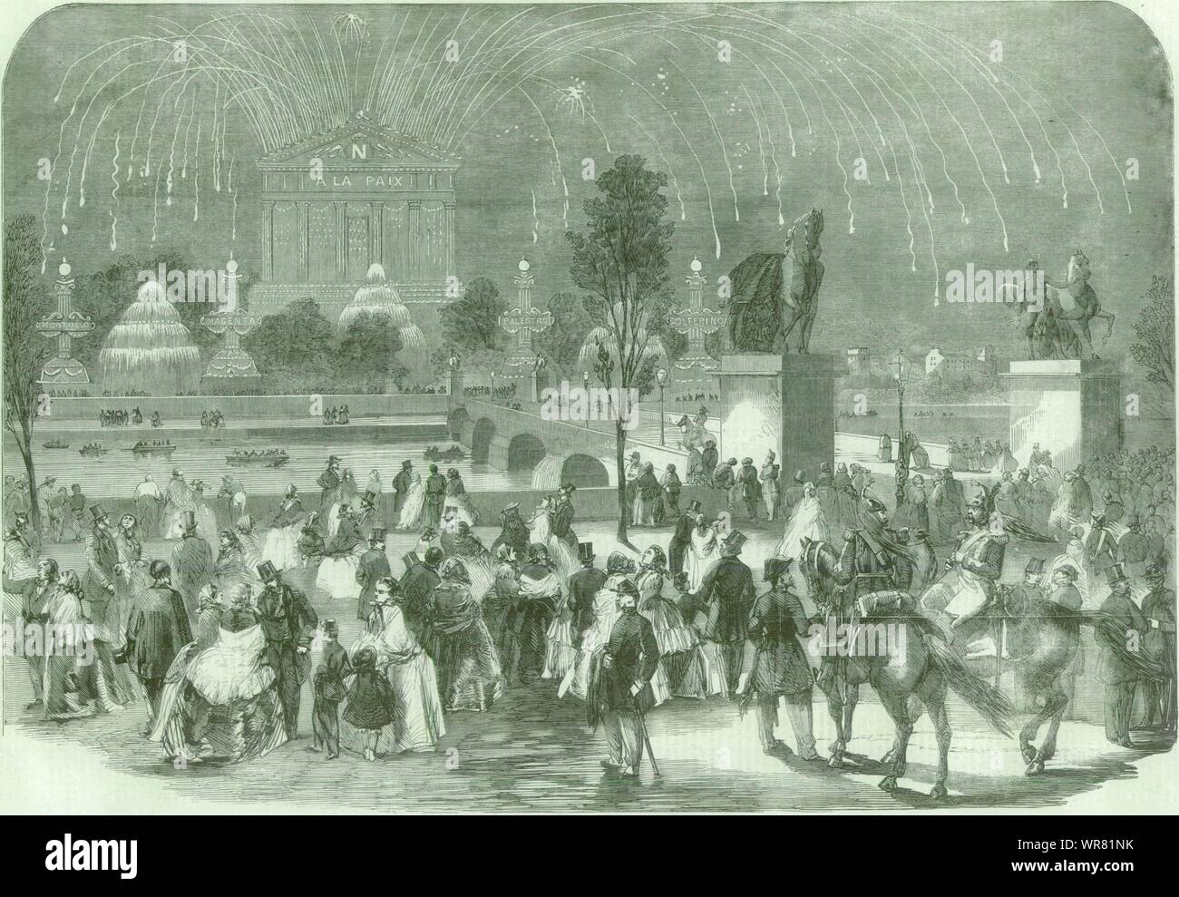The Fetes at Paris - Fireworks & Illuminations at the Trocadero 1859 ...