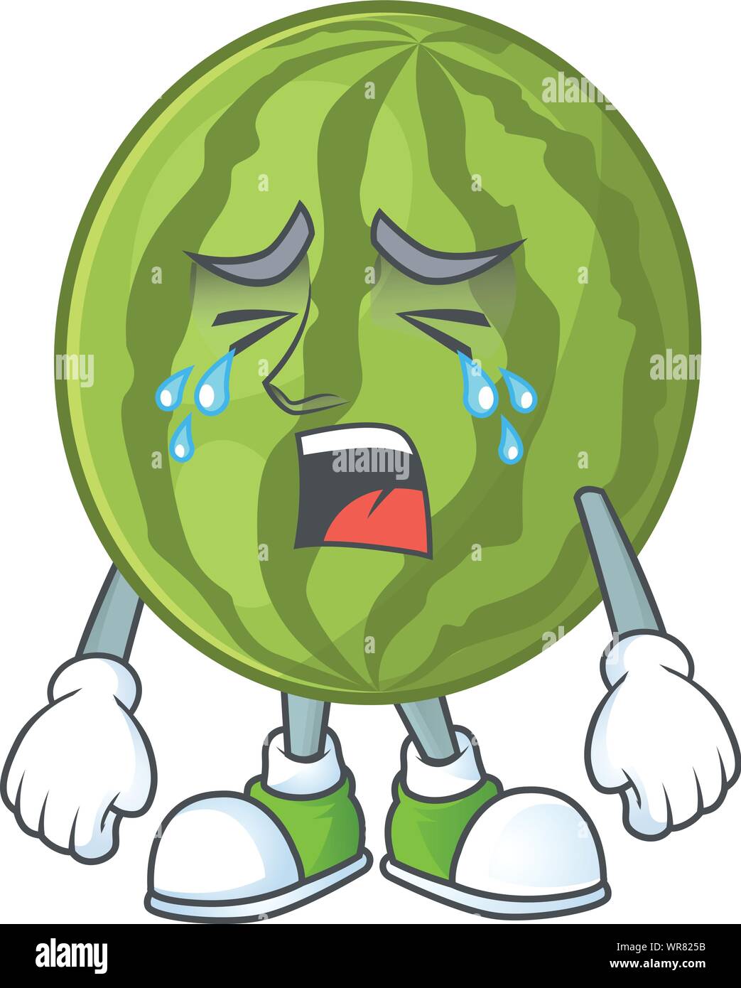 Crying watermelon fruit fresh cartoon with mascot Stock Vector Image ...