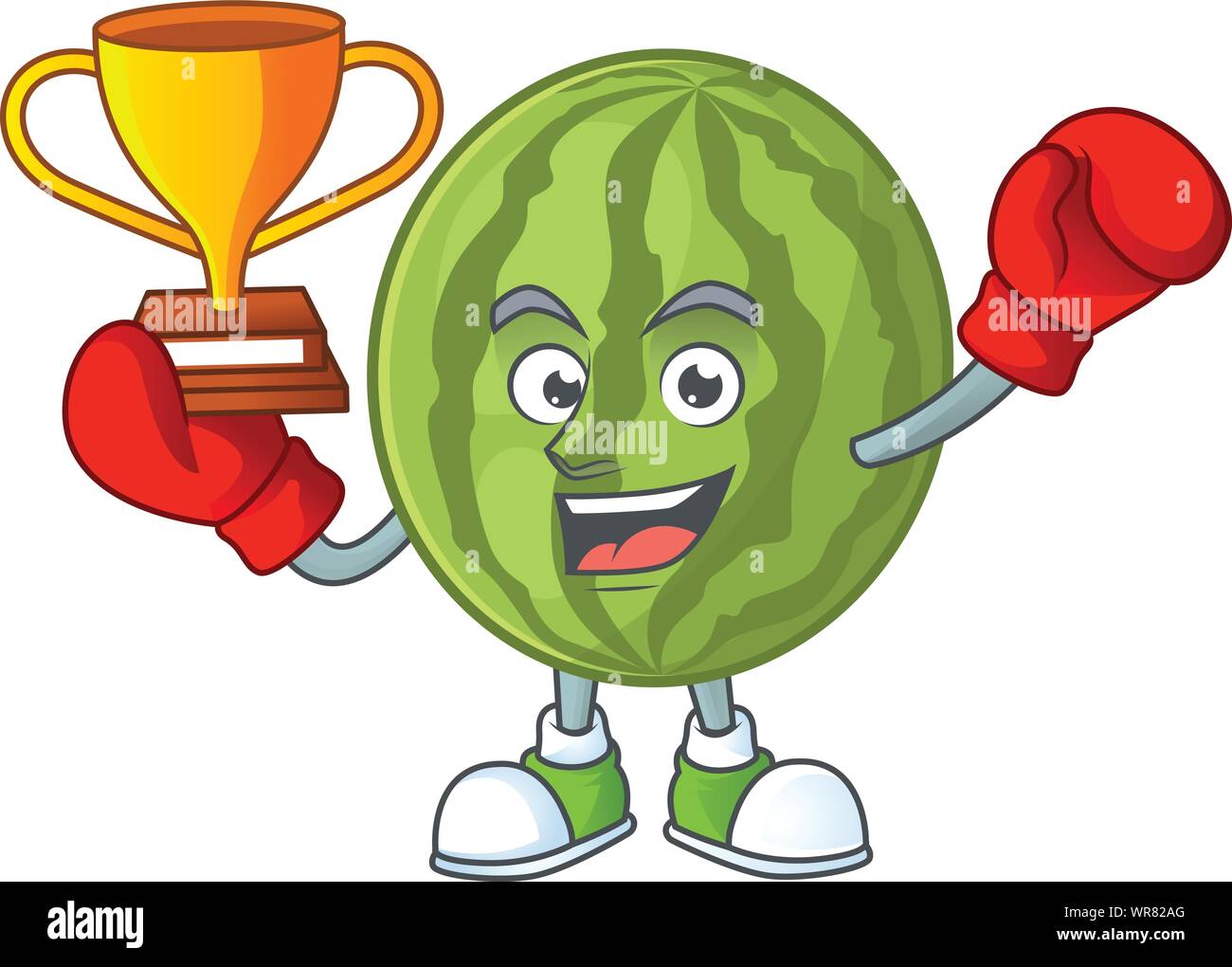 Boxing winner watermelon character mascot for symbol healthy fruit ...