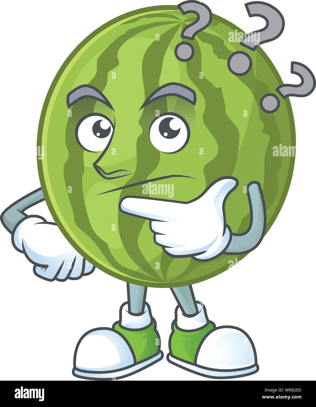 Thinking watermelon fruit fresh cartoon with mascot Stock Vector Image ...