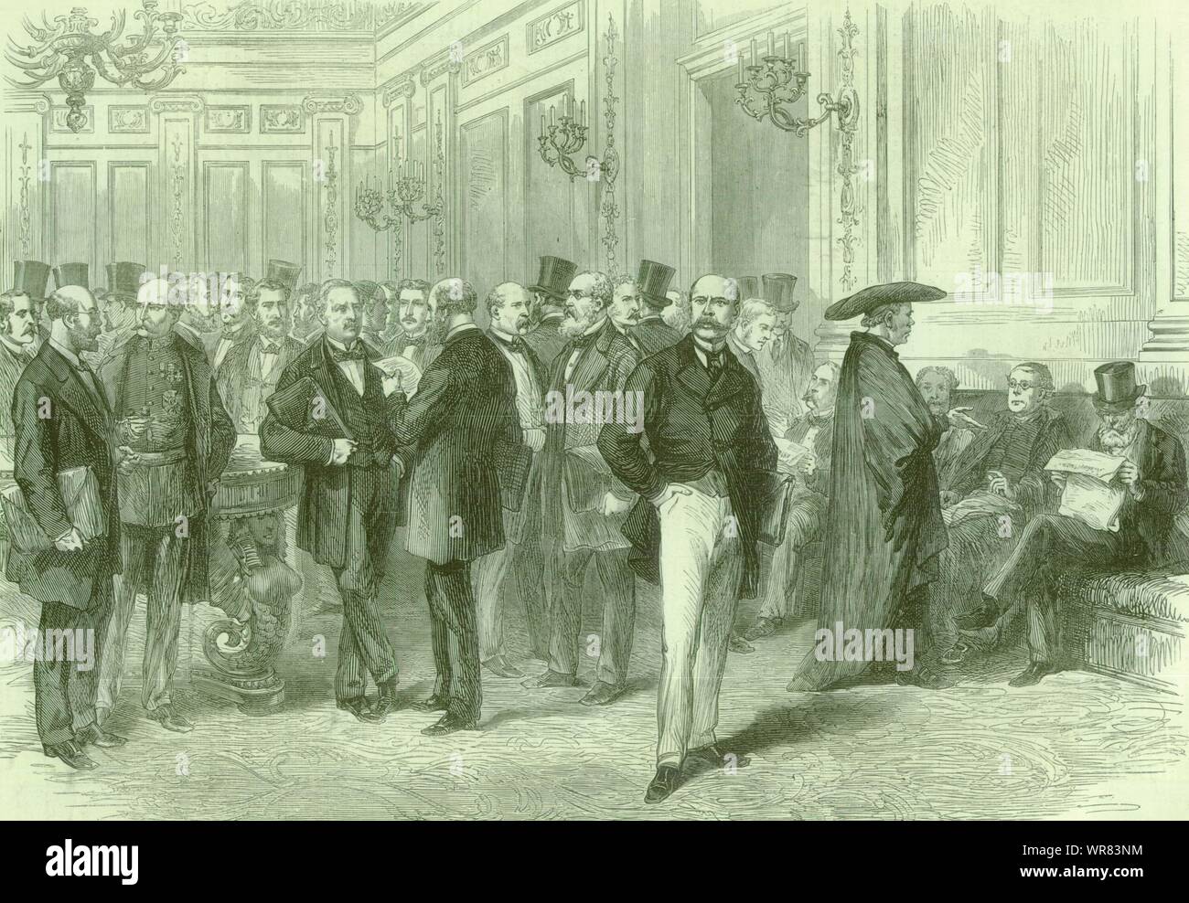 The Spanish Republic: Lobby of the Cortes. Madrid. Spain 1873 antique ...