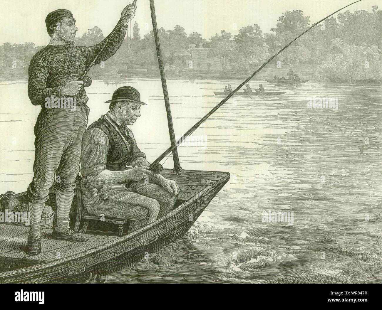 A member of a Thames angling club. England 1873 antique ILN full page ...